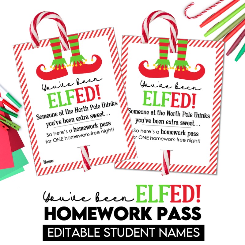 DIY Easy Student Gifts: Printable Candy Cane Homework Passes - Hot ...
