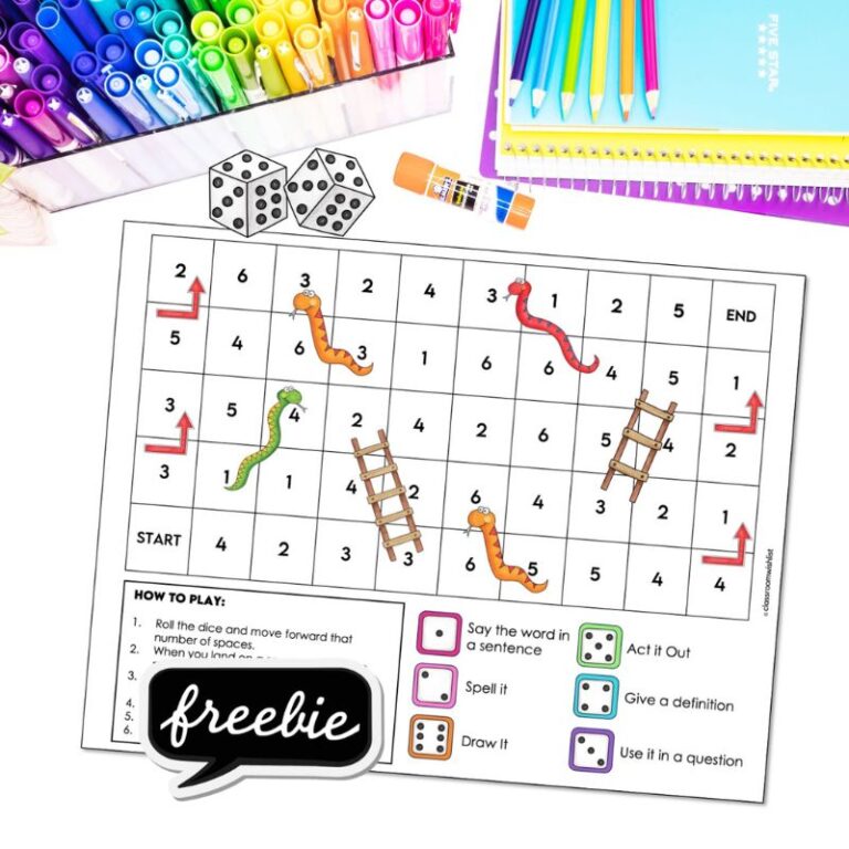 Free ESL Vocabulary Game & Editable Vocabulary Bookmarks